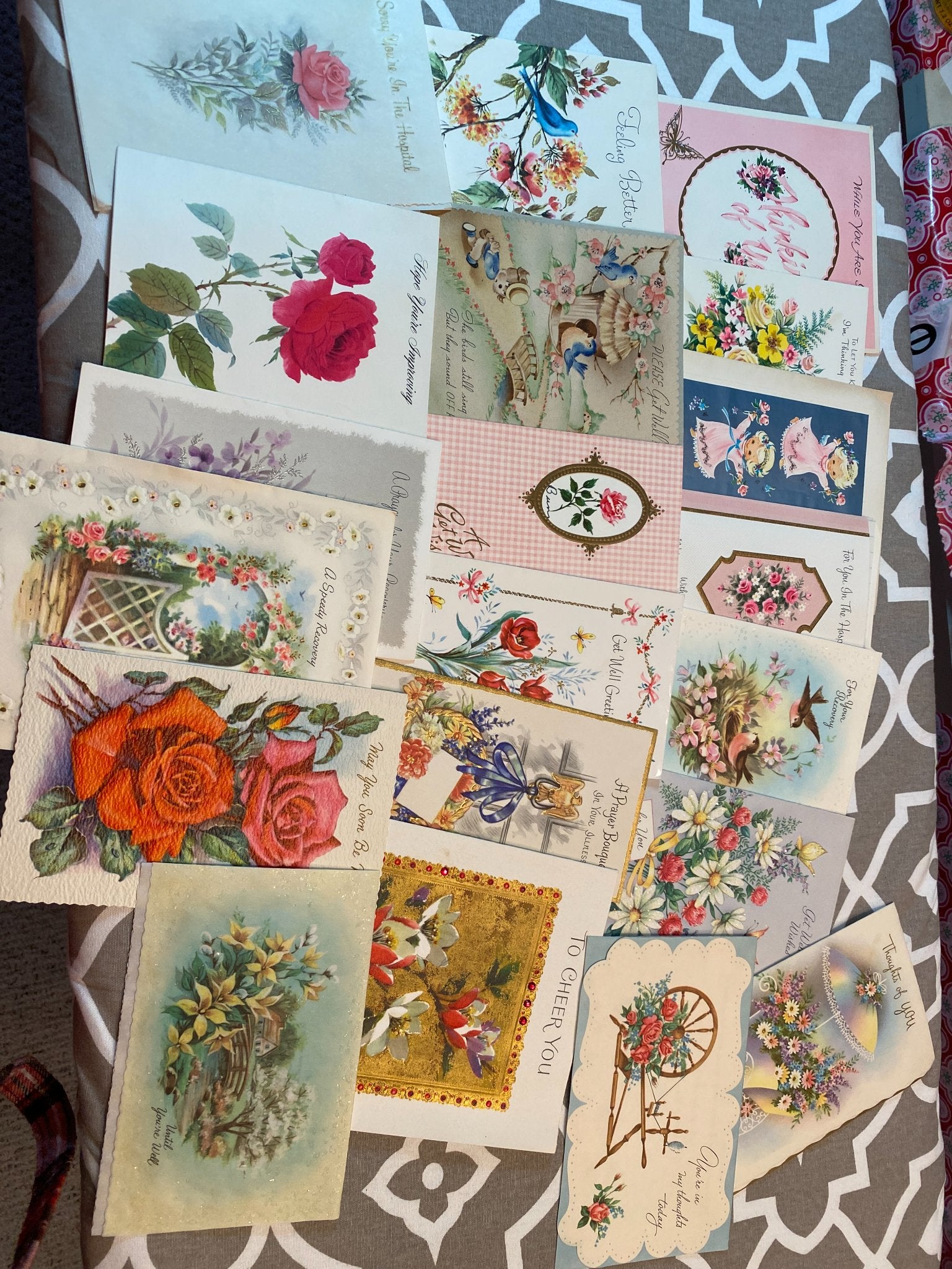 Lot of 20 Vintage get well cards from the 1950's-60's Roses Floral ...
